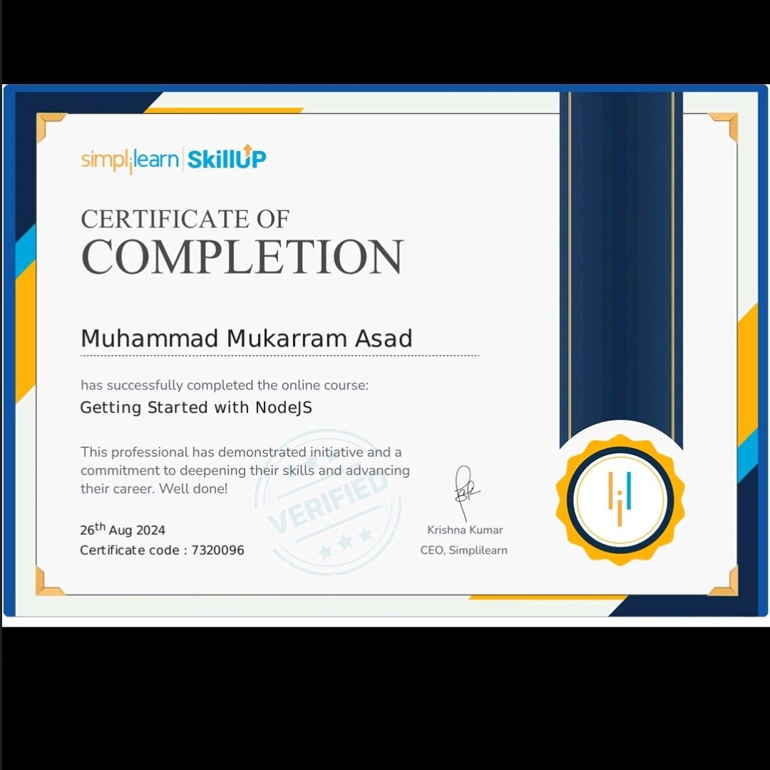 Mukarram Asad on LinkedIn: #backenddevelopment #simplilearn #nodejs # ... Mukarram Asad on LinkedIn: #backenddevelopment #simplilearn #nodejs # ...