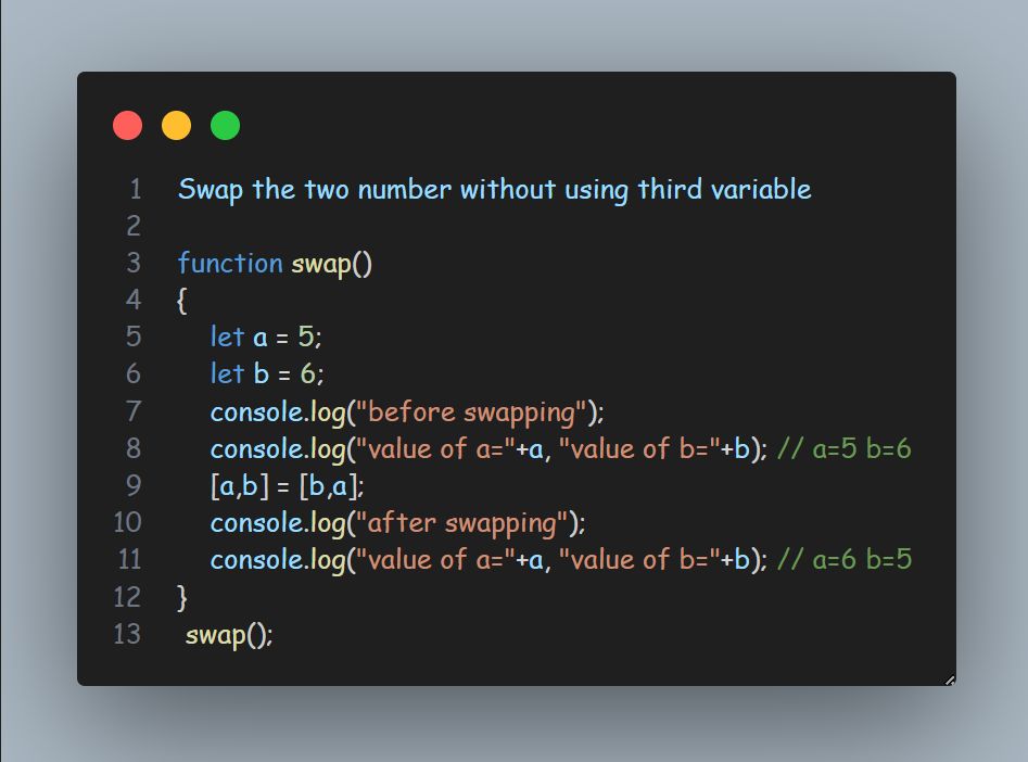 Satyam Garg on LinkedIn: #javascript #swap #interviewquestions #dsa #coding Satyam Garg on LinkedIn: #javascript #swap #interviewquestions #dsa #coding