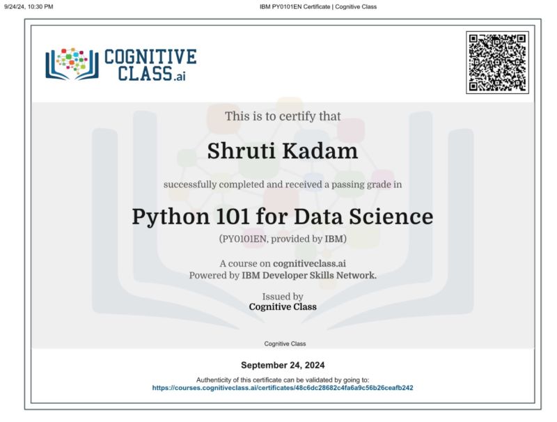 Shruti Kadam on LinkedIn: #datascience #python #ibm #continuouslearning ... Shruti Kadam on LinkedIn: #datascience #python #ibm #continuouslearning ...