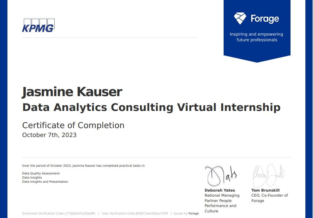 Er. Shaikh Jasmine Kauser on LinkedIn: #data #analytics #forage #kpmg Er. Shaikh Jasmine Kauser on LinkedIn: #data #analytics #forage #kpmg