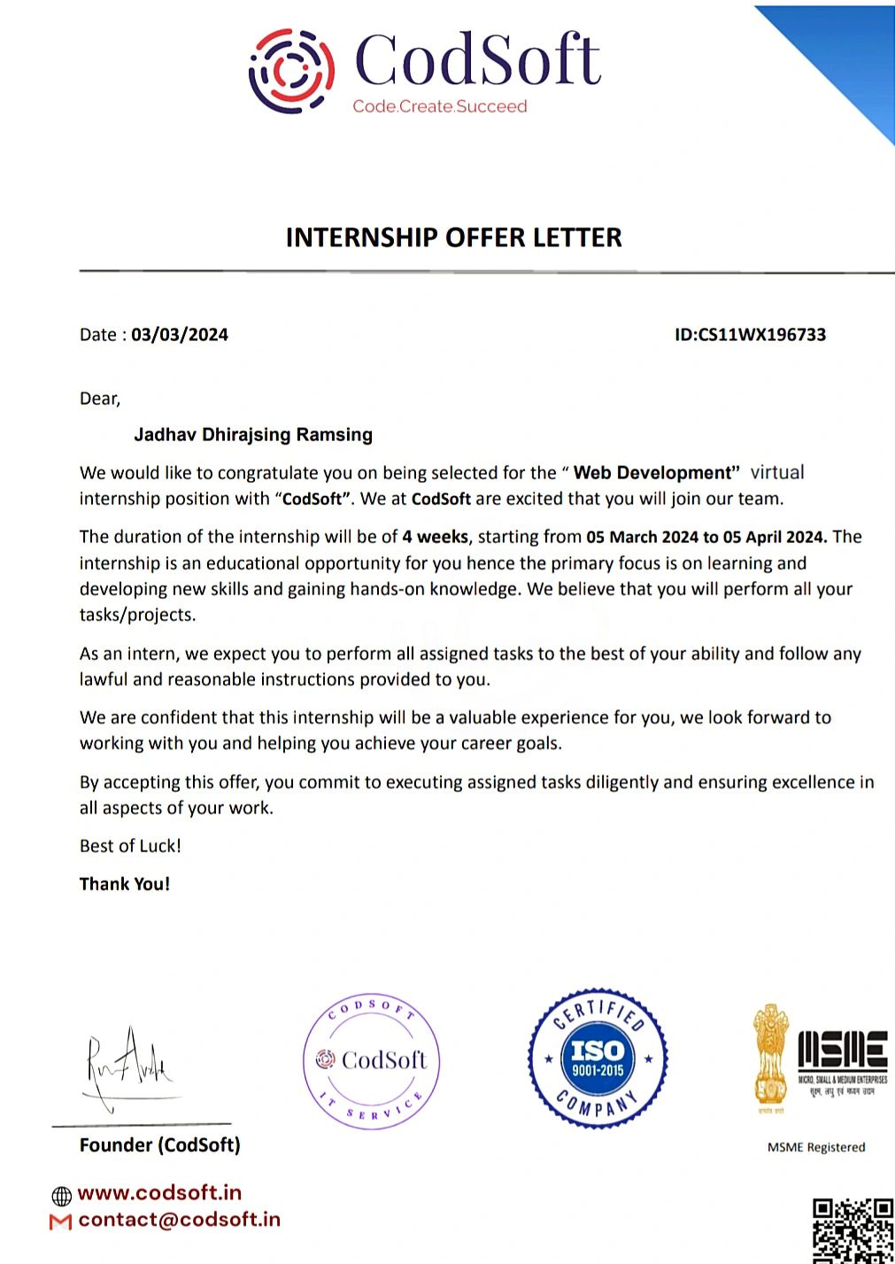 Dhirajsing Jadhav on LinkedIn: #codesof #codesoft #codesoftinternship # ... Dhirajsing Jadhav on LinkedIn: #codesof #codesoft #codesoftinternship # ...