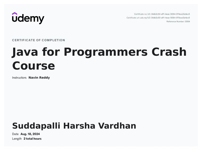 Completed Java for Programmers course on Udemy | Harsha Vardhan posted ... Completed Java for Programmers course on Udemy | Harsha Vardhan posted ...
