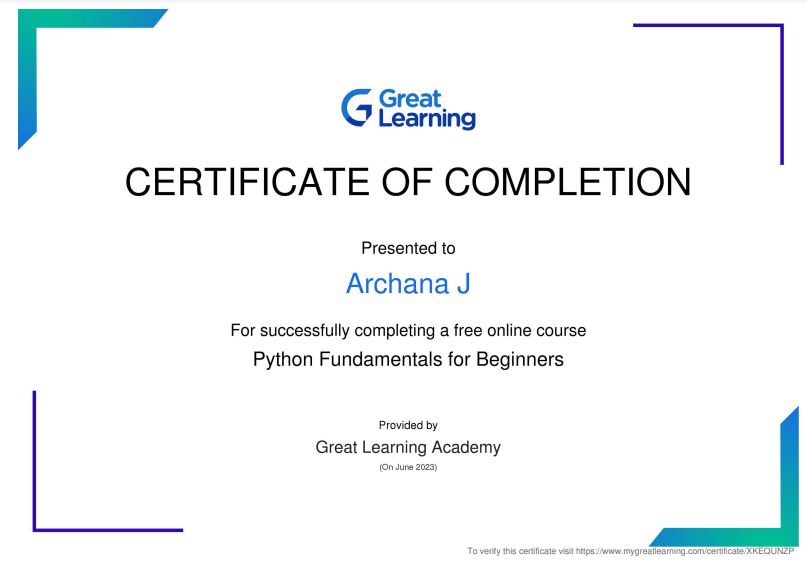 #python #greatlearning #coding #learning | Archana J #python #greatlearning #coding #learning | Archana J