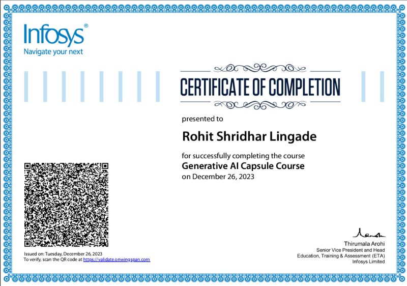 Rohit Lingade on LinkedIn: #genai #llm #generatieveai #infosys Rohit Lingade on LinkedIn: #genai #llm #generatieveai #infosys