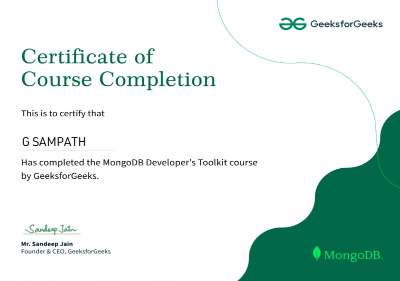 #mongodb #nosql #databasedevelopment #geeksforgeeks #learning… | G Sampath #mongodb #nosql #databasedevelopment #geeksforgeeks #learning… | G Sampath