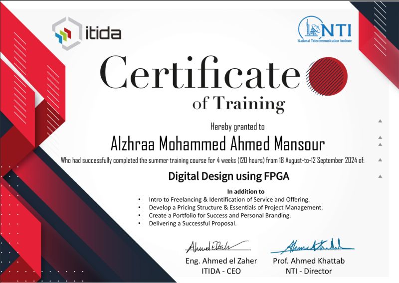 Alzhraa mohamed on LinkedIn: I completed the “Digital Design Using FPGA ... Alzhraa mohamed on LinkedIn: I completed the “Digital Design Using FPGA ...