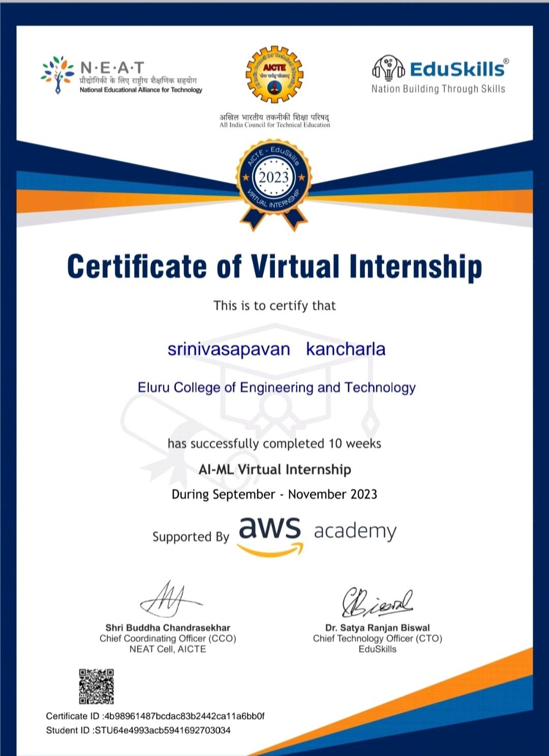 l had completed my AI-ML internship | SrinivaS Pavan l had completed my AI-ML internship | SrinivaS Pavan