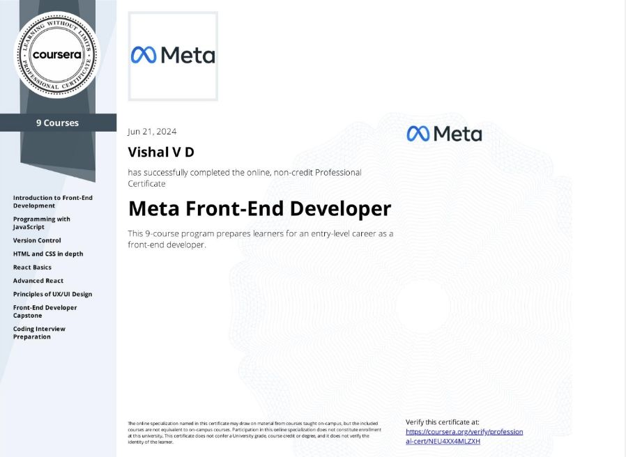 Vishal V D on LinkedIn: #opentowork #frontenddevelopment #metacertified ... Vishal V D on LinkedIn: #opentowork #frontenddevelopment #metacertified ...