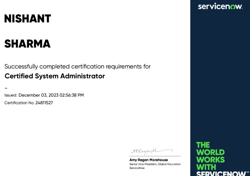 Nishant Sharma Jangid on LinkedIn: #servicenow #csa #certification # ... Nishant Sharma Jangid on LinkedIn: #servicenow #csa #certification # ...