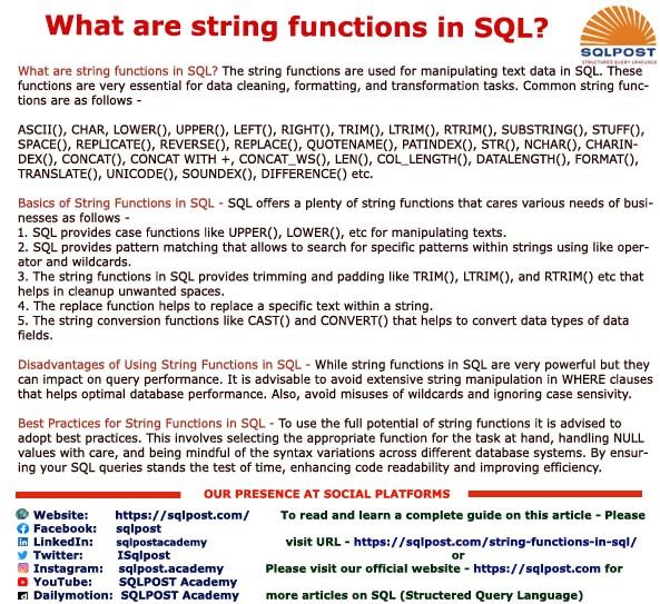 SQLPOST Academy on LinkedIn: #sqlpost #sqlstringfunction # ... SQLPOST Academy on LinkedIn: #sqlpost #sqlstringfunction # ...