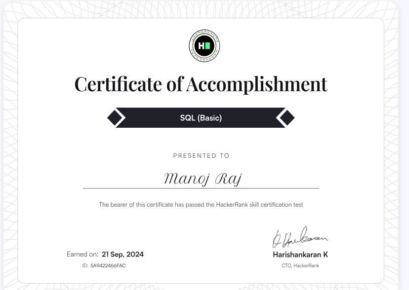 Manoj Raj on LinkedIn: #sql #certification #learningjourney #dataskills ... Manoj Raj on LinkedIn: #sql #certification #learningjourney #dataskills ...