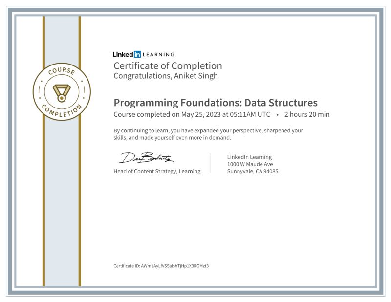 Aniket Singh on LinkedIn: Certificate of Completion Aniket Singh on LinkedIn: Certificate of Completion