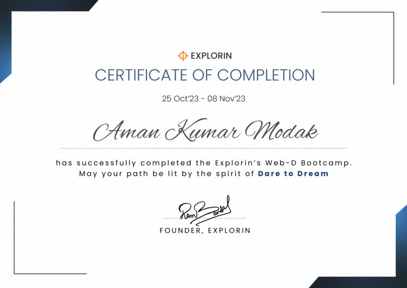 Aman Kumar Modak on LinkedIn: #webdevelopment #bootcampcompletion # ... Aman Kumar Modak on LinkedIn: #webdevelopment #bootcampcompletion # ...
