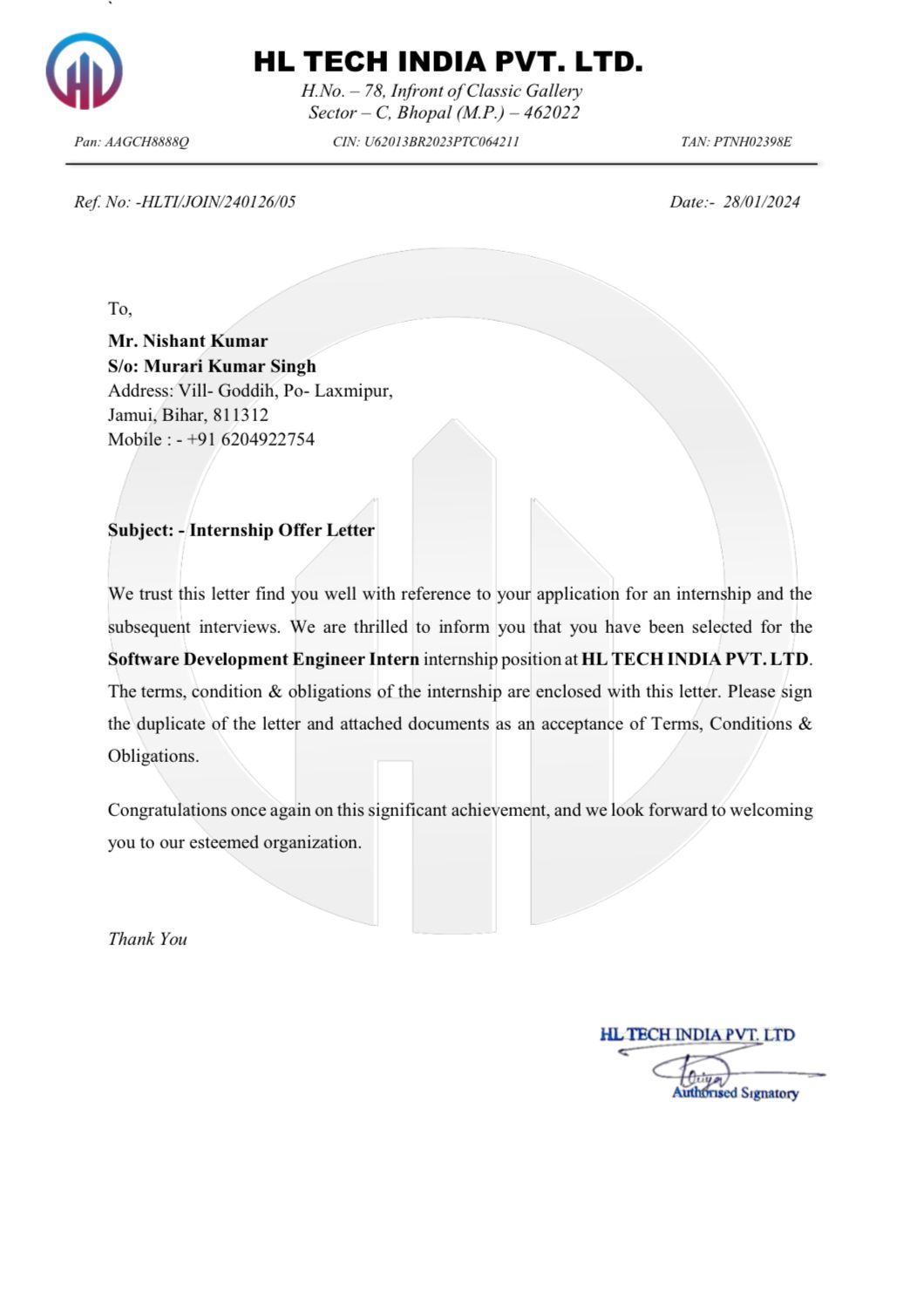 Nishant Kumar on LinkedIn: #internship #softwaredevelopment #hltechindia Nishant Kumar on LinkedIn: #internship #softwaredevelopment #hltechindia