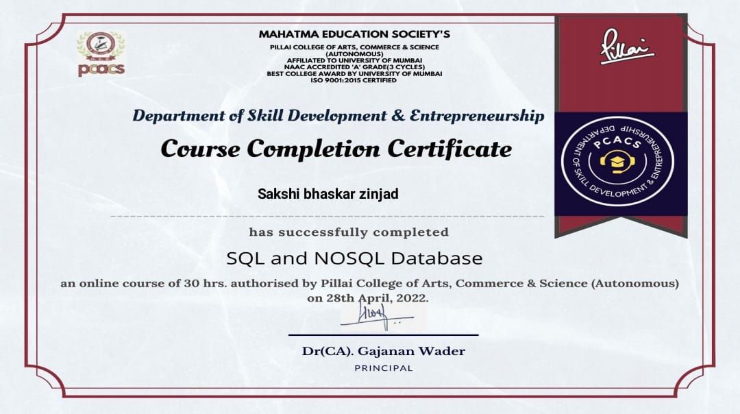 Sakshi Zinjad on LinkedIn: #sql #nosql #database #pillaicollege Sakshi Zinjad on LinkedIn: #sql #nosql #database #pillaicollege