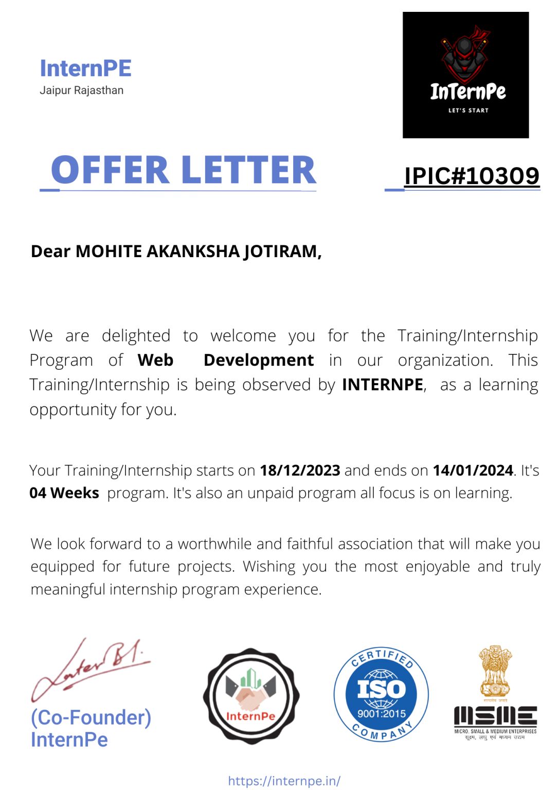 Akanksha Mohite on LinkedIn: #internpe #internship Akanksha Mohite on LinkedIn: #internpe #internship