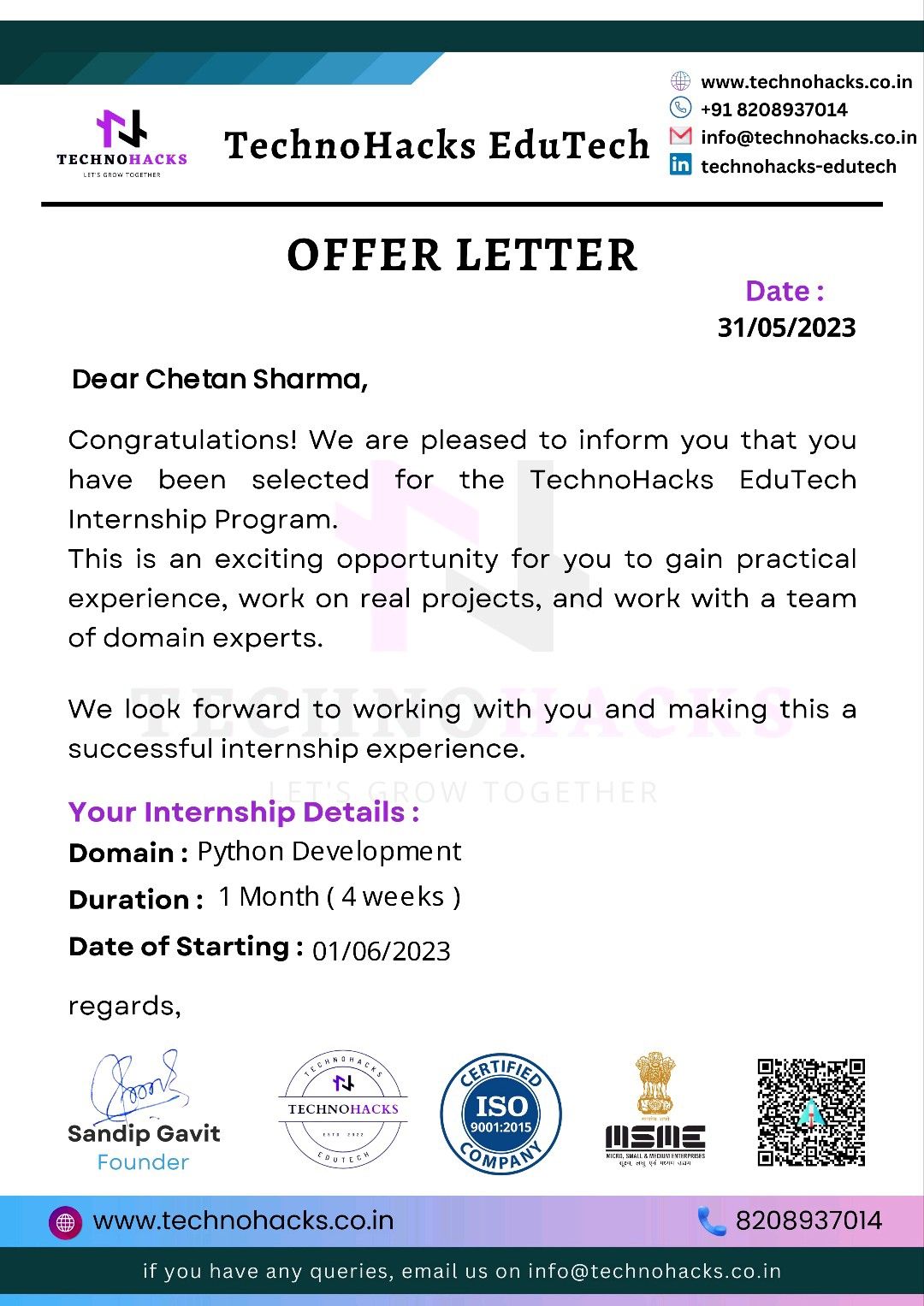 Chetan Manoj Sharma on LinkedIn: #connections #python #internship Chetan Manoj Sharma on LinkedIn: #connections #python #internship