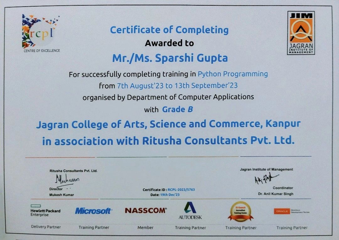 Sparshi Gupta on LinkedIn: #pythonprogramming #pythontraining Sparshi Gupta on LinkedIn: #pythonprogramming #pythontraining