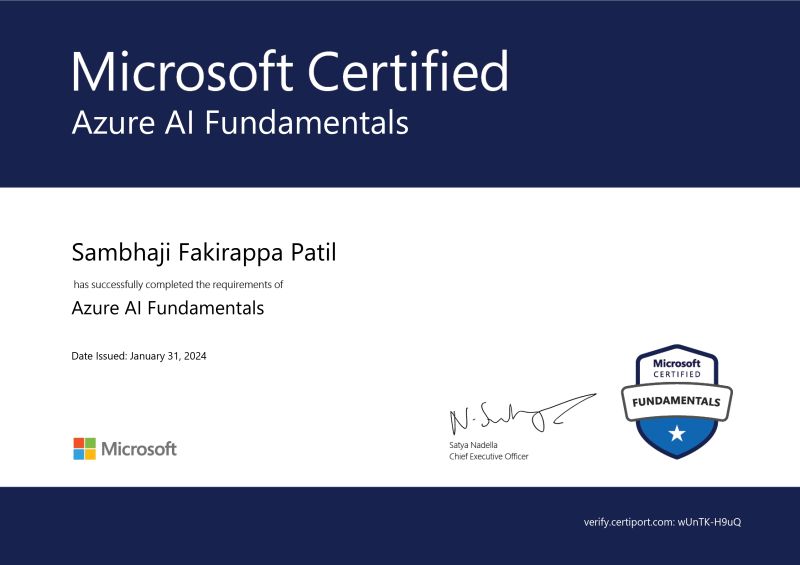Sambhaji Patil on LinkedIn: #azureai #azure #ai900 #microsoftcertified Sambhaji Patil on LinkedIn: #azureai #azure #ai900 #microsoftcertified