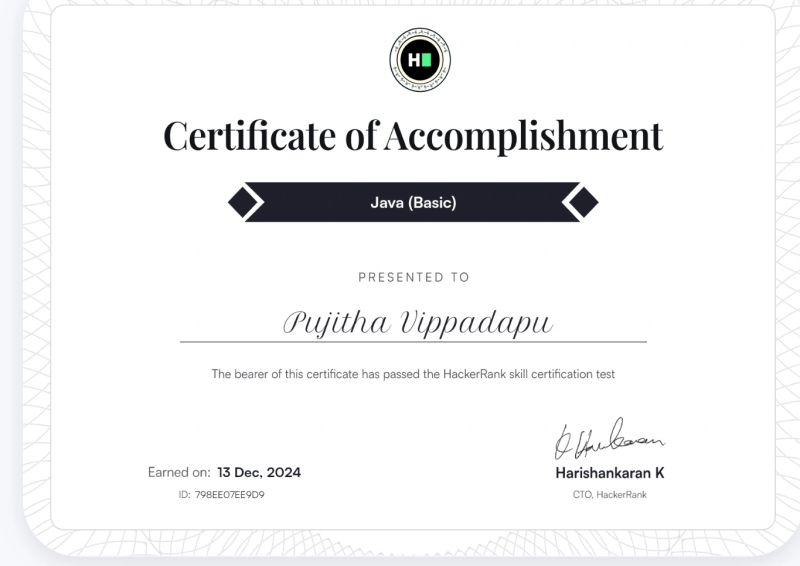 Vippadapu Pujitha on LinkedIn: #java #programming #hackerrank # ... Vippadapu Pujitha on LinkedIn: #java #programming #hackerrank # ...