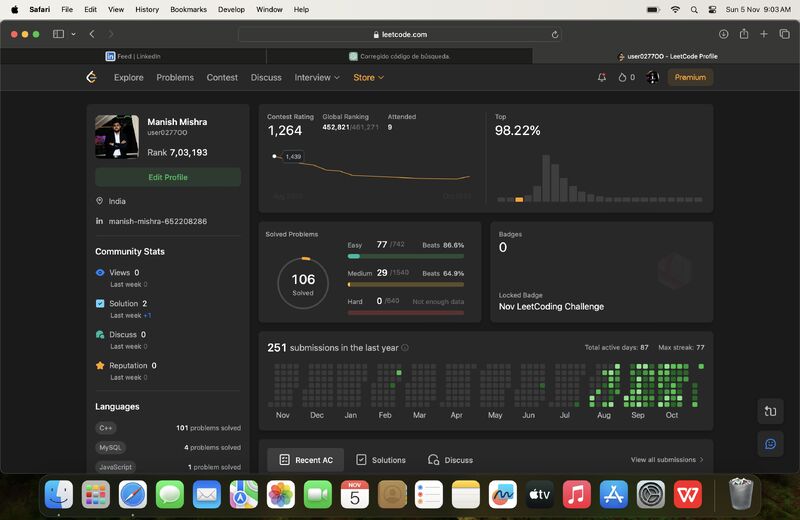 Celebrating 100+ LeetCode problems solved | Manish Mishra posted on the ... Celebrating 100+ LeetCode problems solved | Manish Mishra posted on the ...