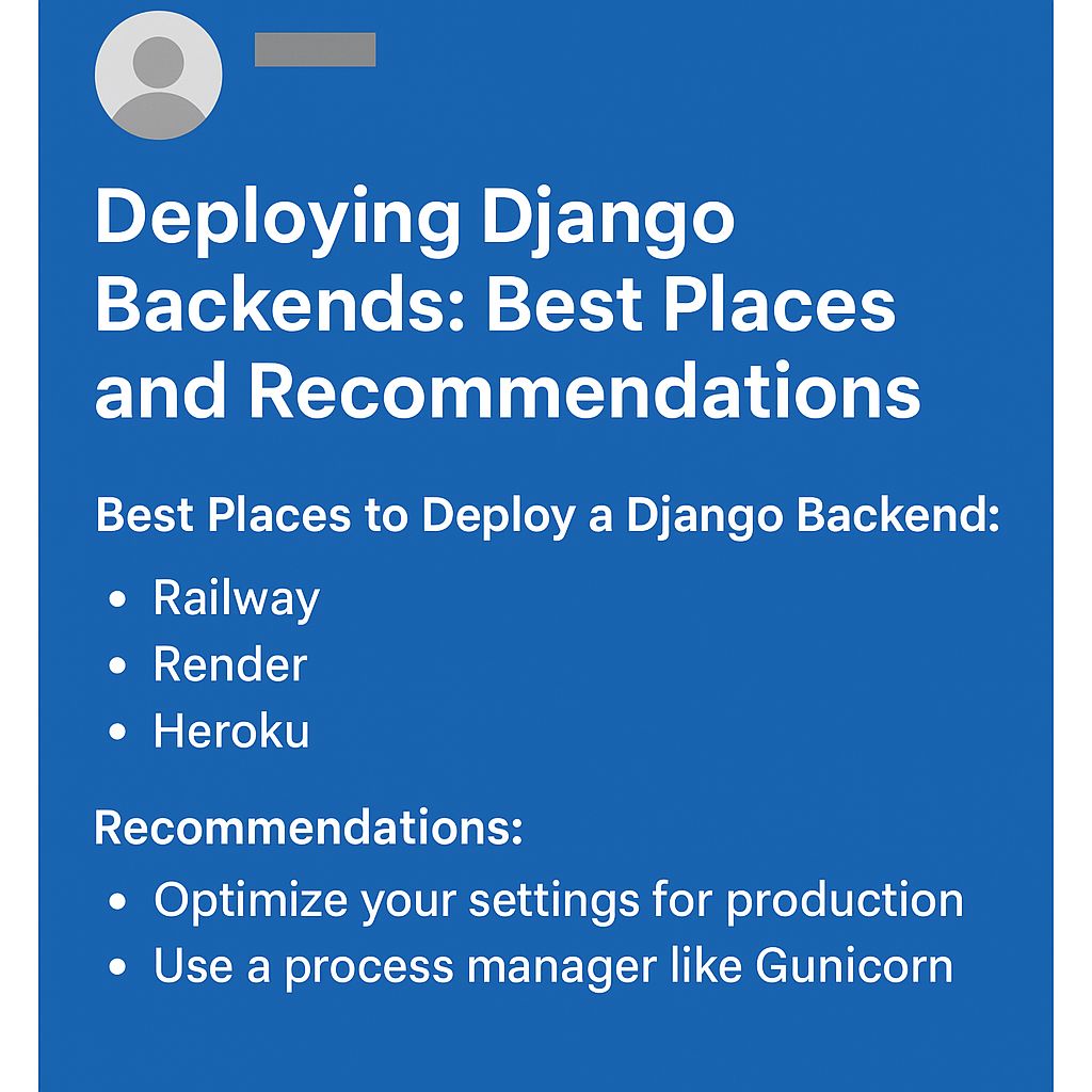 Dónde hacer deploy de tu backend con Django? Después de trabajar con ... Dónde hacer deploy de tu backend con Django? Después de trabajar con ...