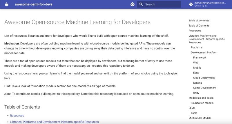Awesome Open-source ML for Developers has a new home and more updates ... Awesome Open-source ML for Developers has a new home and more updates ...