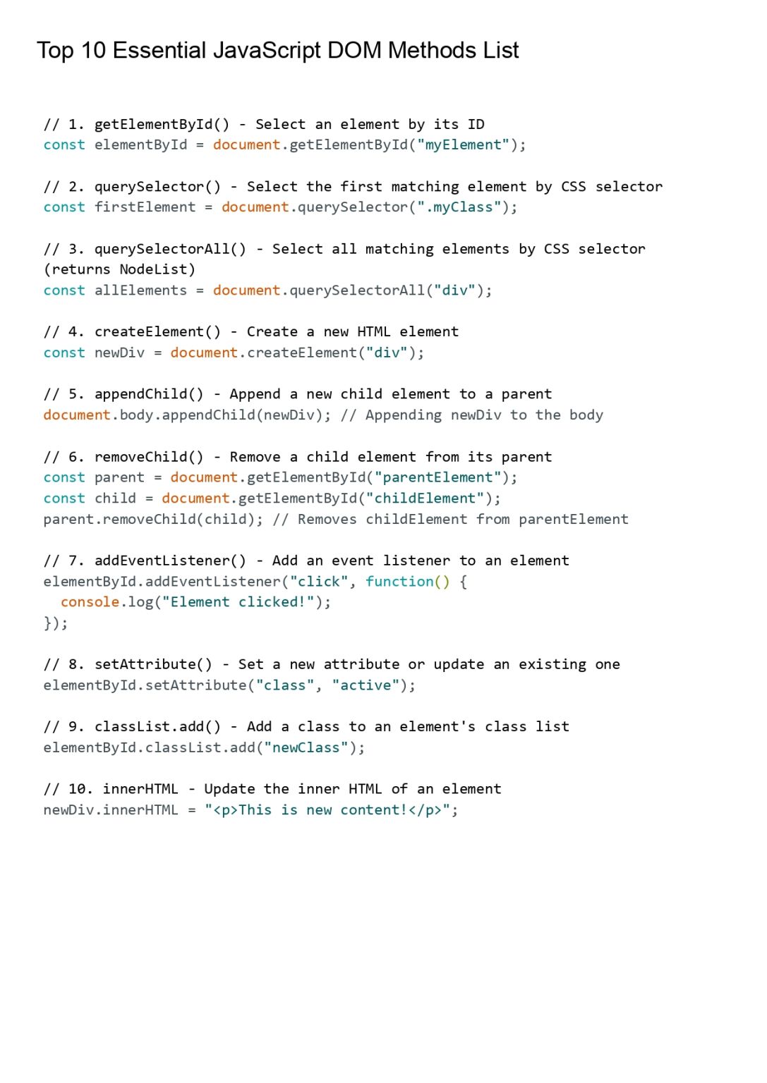 Pritam Kumar on LinkedIn: 💡 Top 10 Essential JavaScript DOM Methods 💡 Pritam Kumar on LinkedIn: 💡 Top 10 Essential JavaScript DOM Methods 💡