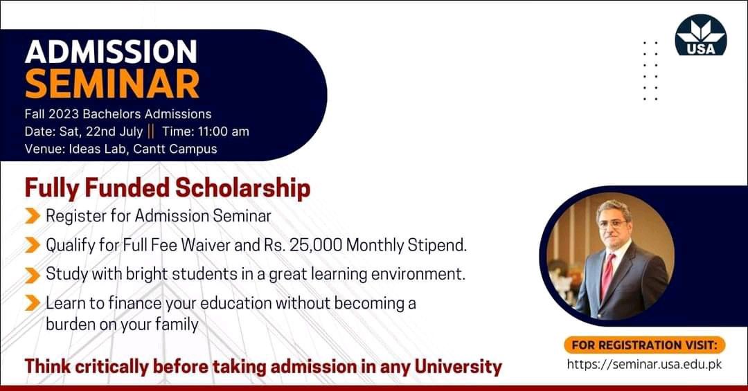 UMER ABDULLAH on LinkedIn: #fullyfunded #admission #usalahore UMER ABDULLAH on LinkedIn: #fullyfunded #admission #usalahore