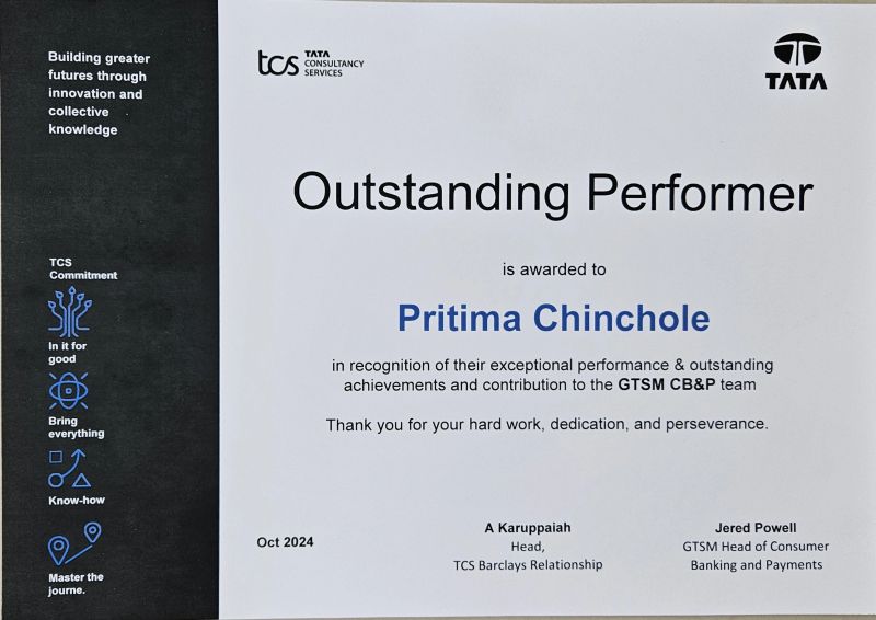 Pritima Chinchole on LinkedIn: #tcs #appreciation #careerjourney # ... Pritima Chinchole on LinkedIn: #tcs #appreciation #careerjourney # ...