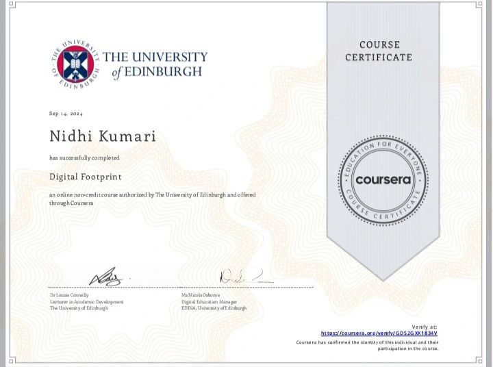 Nidhi Kumari on LinkedIn: #courseera #digital #certificate Nidhi Kumari on LinkedIn: #courseera #digital #certificate