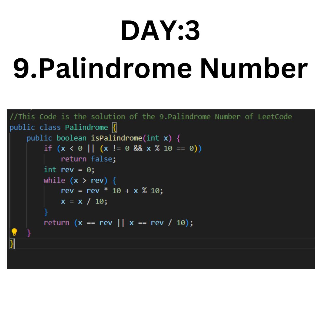 SHIVAM KUMAR on LinkedIn: Day 3: Problem: 9. Palindrome Number ... SHIVAM KUMAR on LinkedIn: Day 3: Problem: 9. Palindrome Number ...