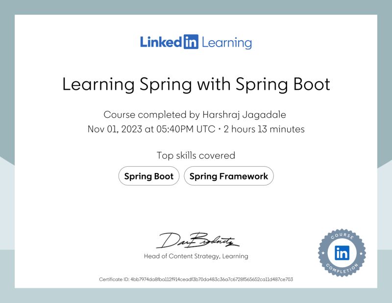 Harshraj Jagadale on LinkedIn: Certificate of Completion Harshraj Jagadale on LinkedIn: Certificate of Completion