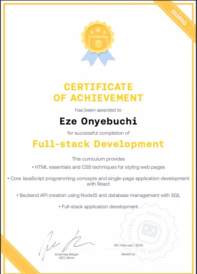 Eze Onyebuchi on LinkedIn: #fullstackdeveloper #newbeginnings Eze Onyebuchi on LinkedIn: #fullstackdeveloper #newbeginnings