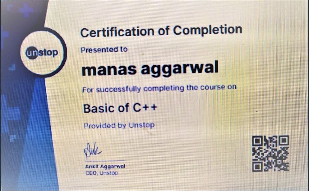 Manas Aggarwal on LinkedIn: #cplusplus #codingjourney #unstoppablelearning Manas Aggarwal on LinkedIn: #cplusplus #codingjourney #unstoppablelearning