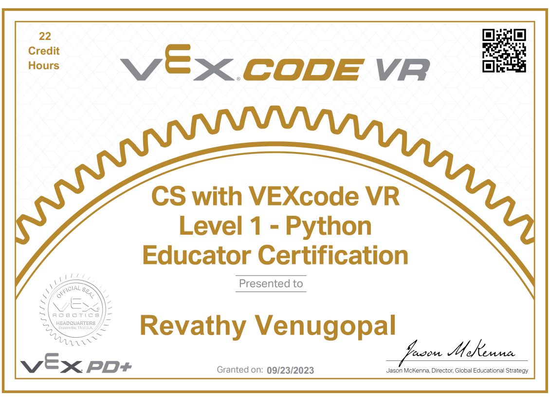Revathy Venugopal on LinkedIn: #vexcodevr #python # ... Revathy Venugopal on LinkedIn: #vexcodevr #python # ...