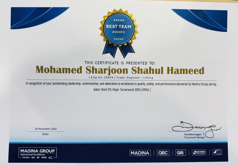 Mohamed Sharjoon on LinkedIn: #madinagroups #shell #qsgtl #qatar Mohamed Sharjoon on LinkedIn: #madinagroups #shell #qsgtl #qatar