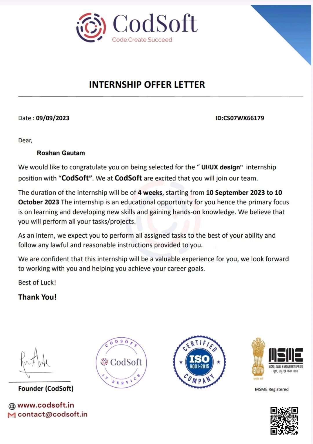 Roshan Gautam on LinkedIn: #uiux #internship #codsoft #offerletter # ... Roshan Gautam on LinkedIn: #uiux #internship #codsoft #offerletter # ...