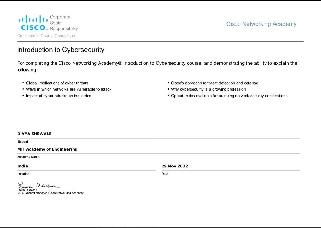 Divya Shewale on LinkedIn: #cisco #cybersecurity Divya Shewale on LinkedIn: #cisco #cybersecurity