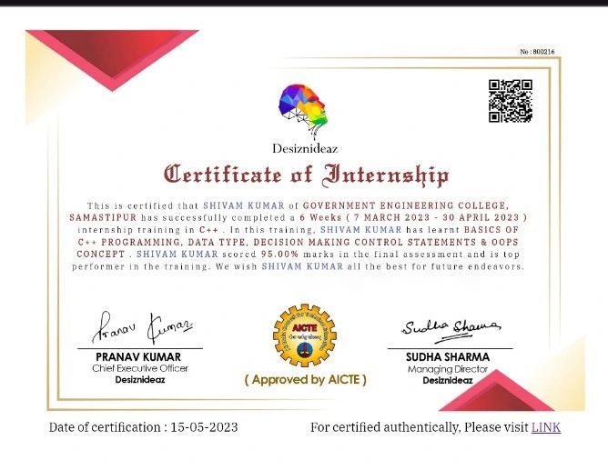 Shivam Kumar on LinkedIn: #cplusplus #internship #programming # ... Shivam Kumar on LinkedIn: #cplusplus #internship #programming # ...