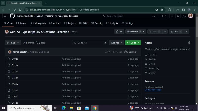 Completed 45 Questions Exercise with TypeScript | Harmain Bashir posted ... Completed 45 Questions Exercise with TypeScript | Harmain Bashir posted ...
