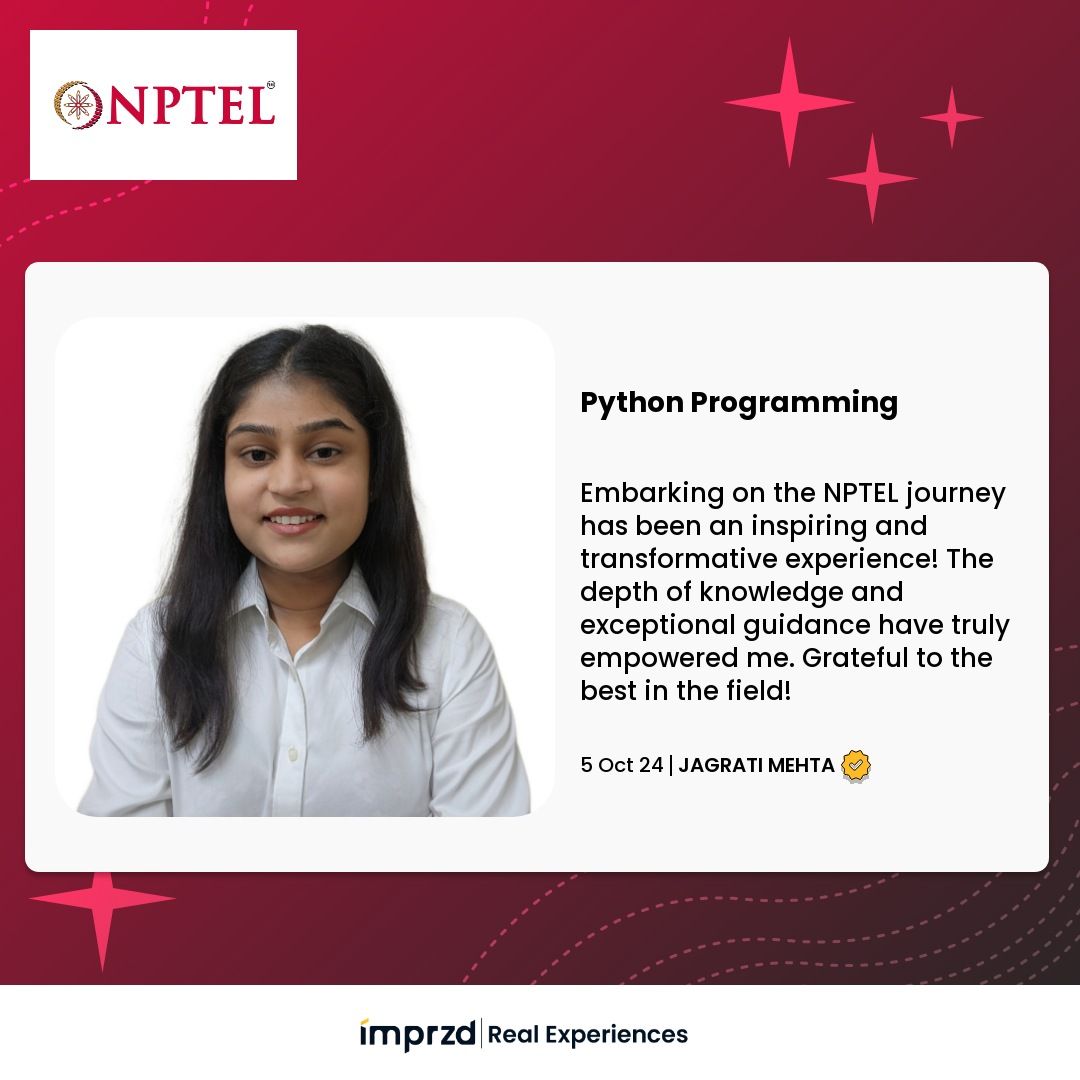 Jagrati Mehta on LinkedIn: #nptel #python #datastructures #algorithms # ... Jagrati Mehta on LinkedIn: #nptel #python #datastructures #algorithms # ...
