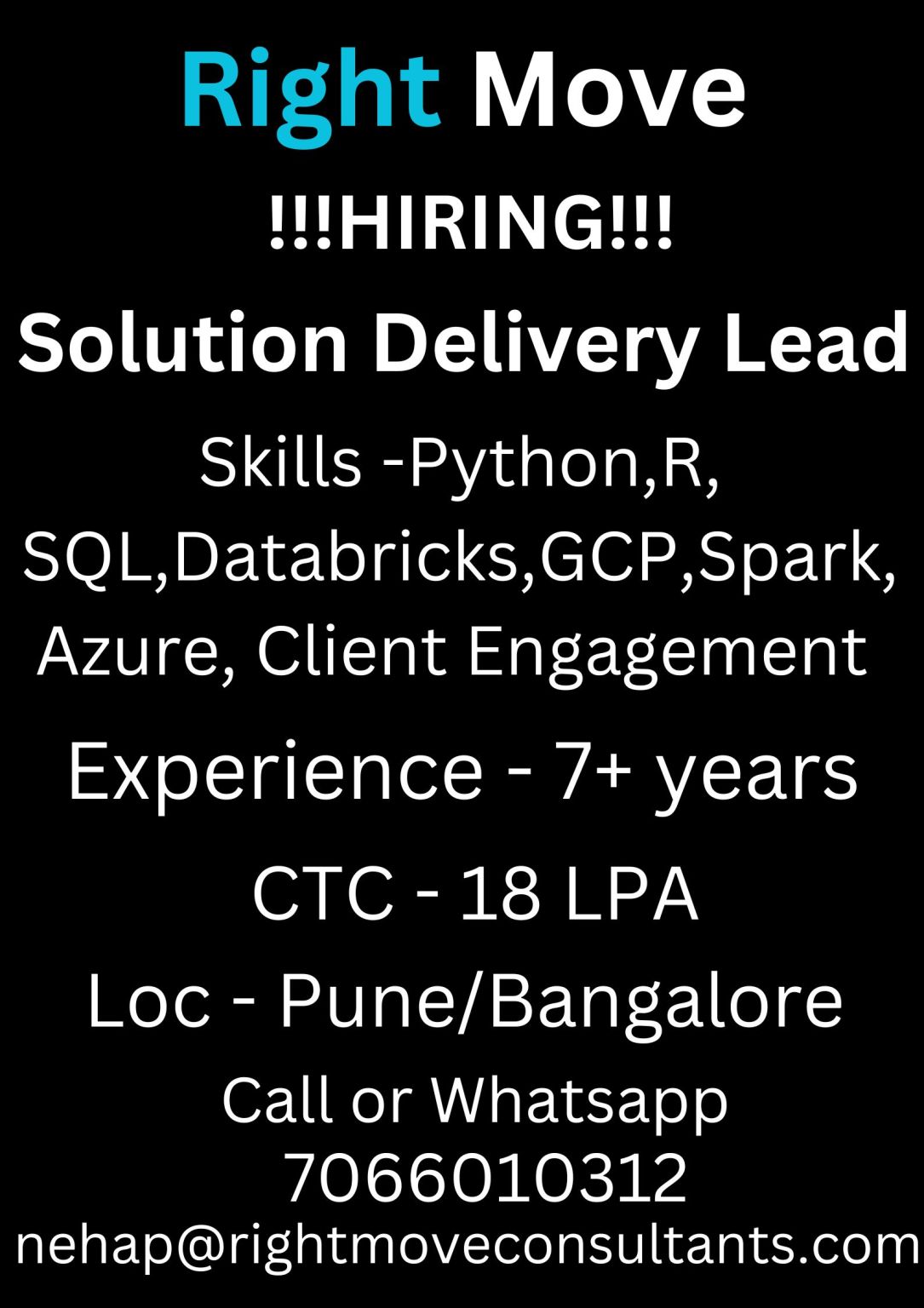 #Hiring #solutiondeliverylead #python #sql #databrick #gcp #spark # ... #Hiring #solutiondeliverylead #python #sql #databrick #gcp #spark # ...