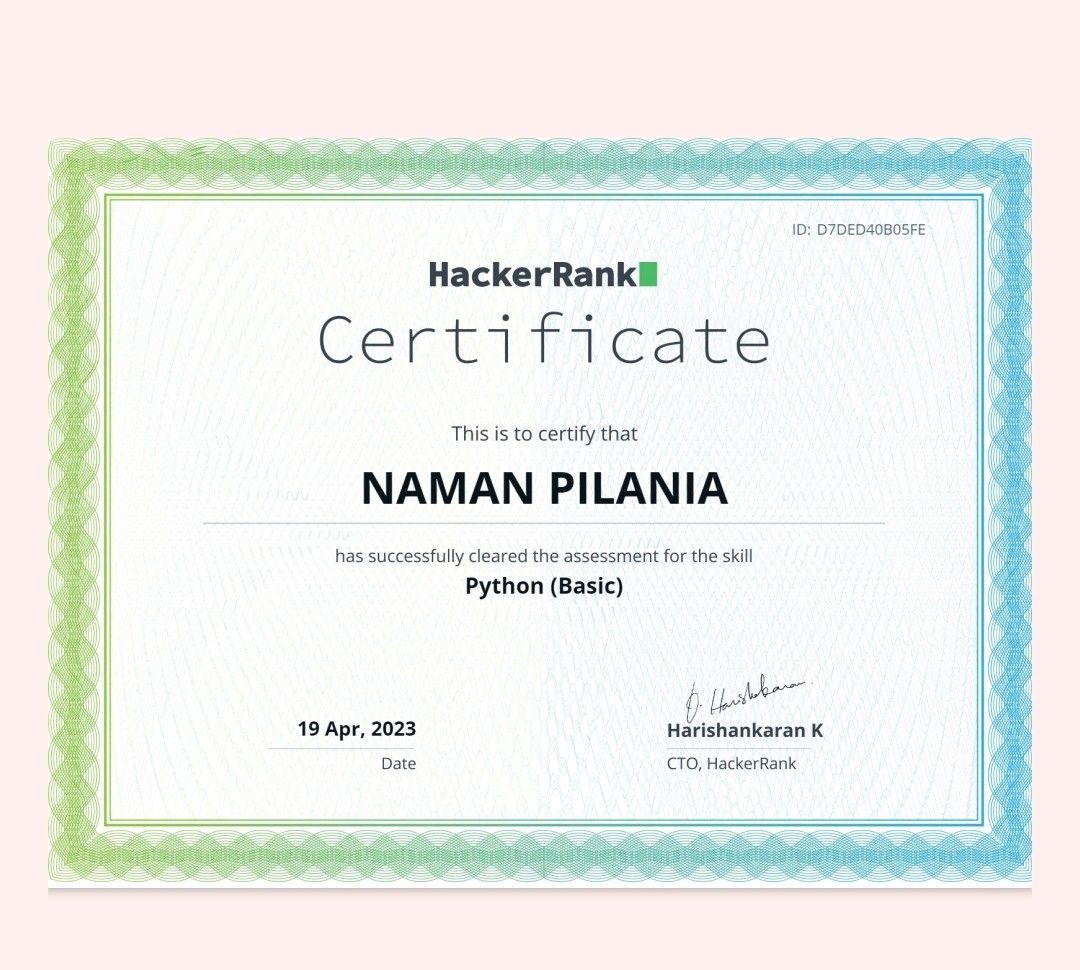 Naman Pilania on LinkedIn: #python #hackerrank #coding Naman Pilania on LinkedIn: #python #hackerrank #coding
