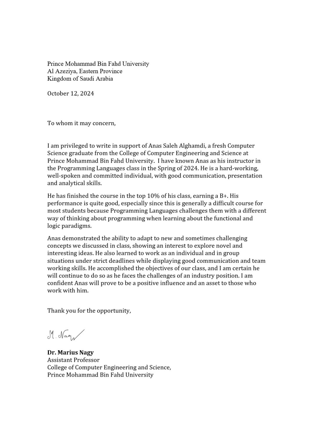 Anas Alghamdi on LinkedIn: Dr. Marius Nagy has recommended me based on ... Anas Alghamdi on LinkedIn: Dr. Marius Nagy has recommended me based on ...