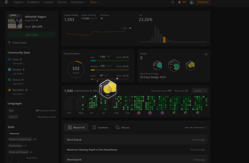 Abhishek Rajput on LinkedIn: 180 days of Consistency on LeetCode! # ... Abhishek Rajput on LinkedIn: 180 days of Consistency on LeetCode! # ...
