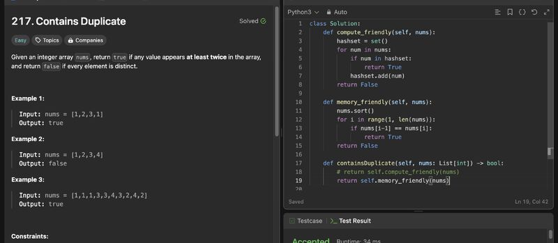 How to solve 'Contains Duplicate' with Python | Ayushmaan Dhar posted ... How to solve 'Contains Duplicate' with Python | Ayushmaan Dhar posted ...