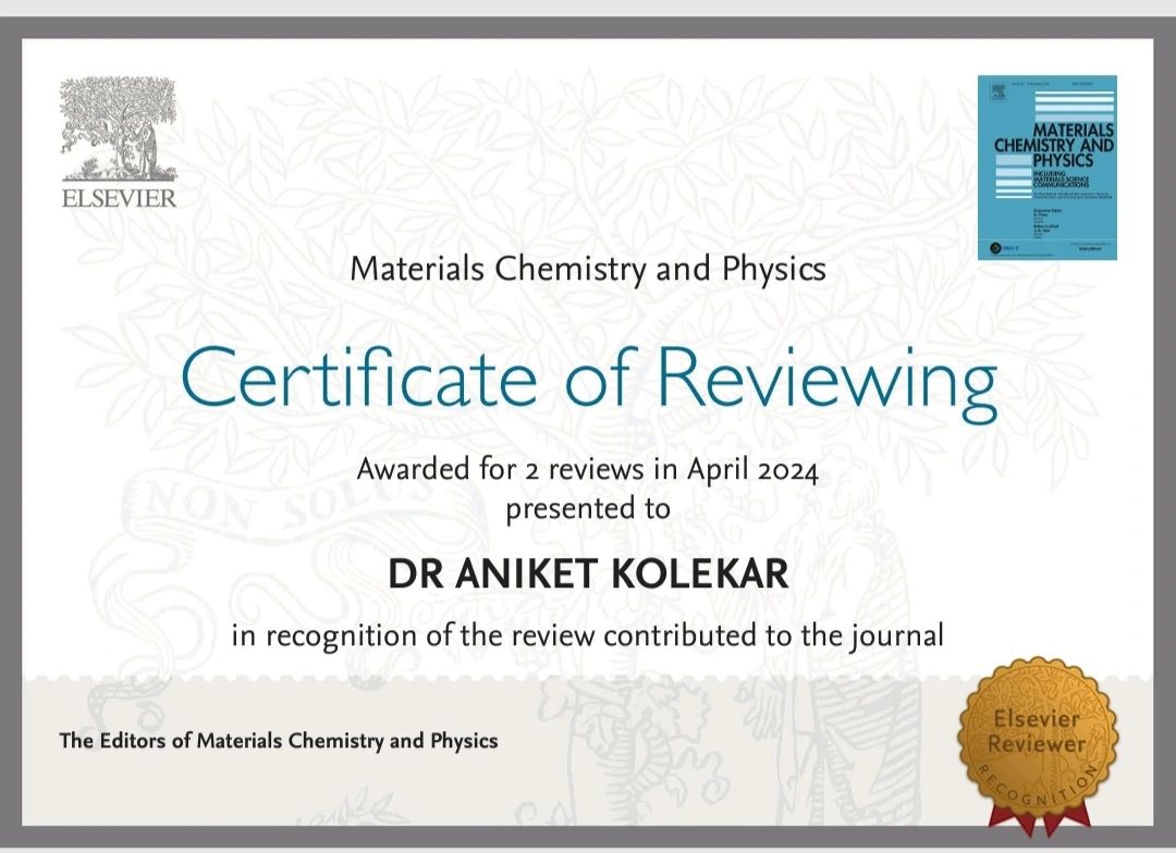 Dr. Aniket Kolekar on LinkedIn: Recognition as Elsevier reviewer Dr. Aniket Kolekar on LinkedIn: Recognition as Elsevier reviewer