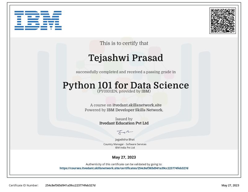 Tejashwi Prasad on LinkedIn: #ibm #python #datascience Tejashwi Prasad on LinkedIn: #ibm #python #datascience