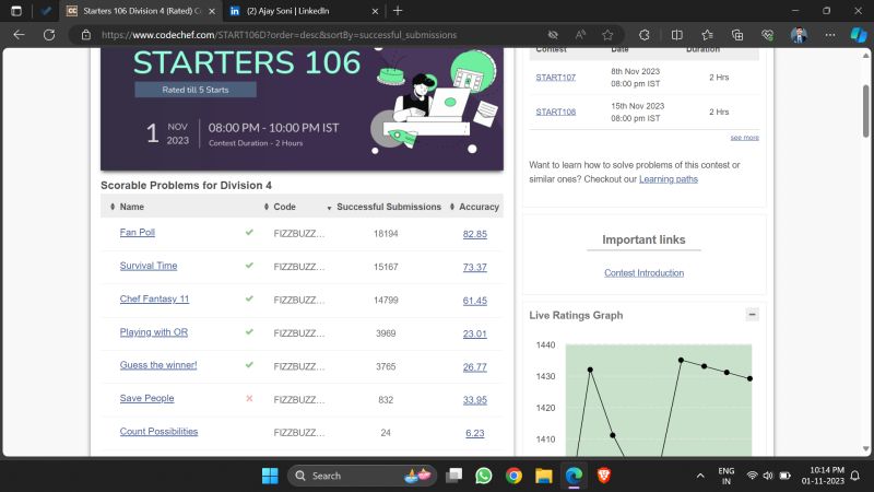 Ajay Soni on LinkedIn: #connections #codechef #codingchallenge #contest ... Ajay Soni on LinkedIn: #connections #codechef #codingchallenge #contest ...